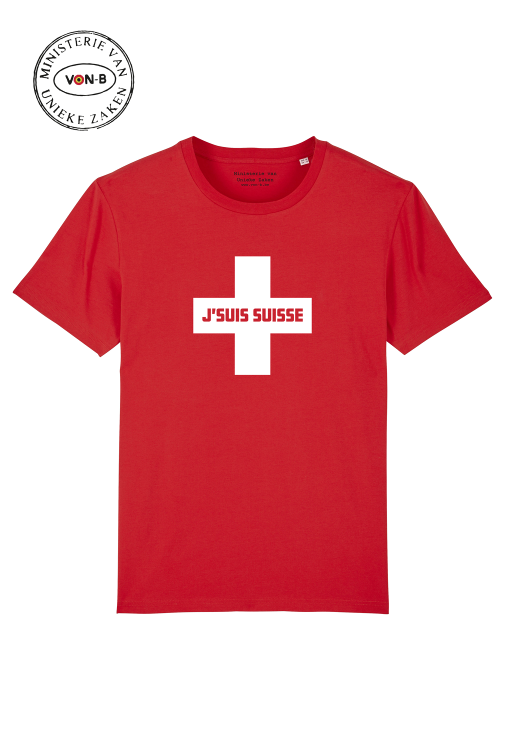 T-shirt unisex - Red - J'suis Suisse - Ministerie Van Unieke Zaken